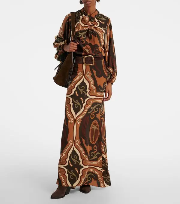 Johanna Ortiz Printed Silk Maxi Skirt - Multicoloured