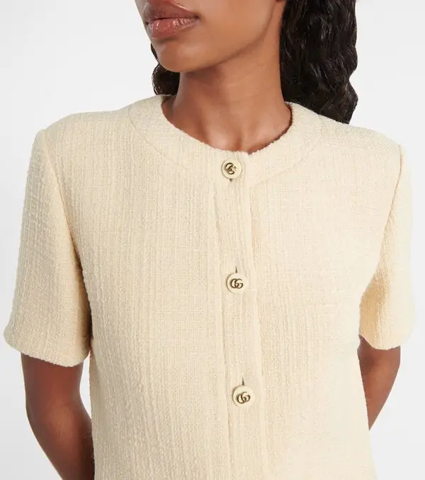 Gucci Double G Wool-blend Tweed Minidress
