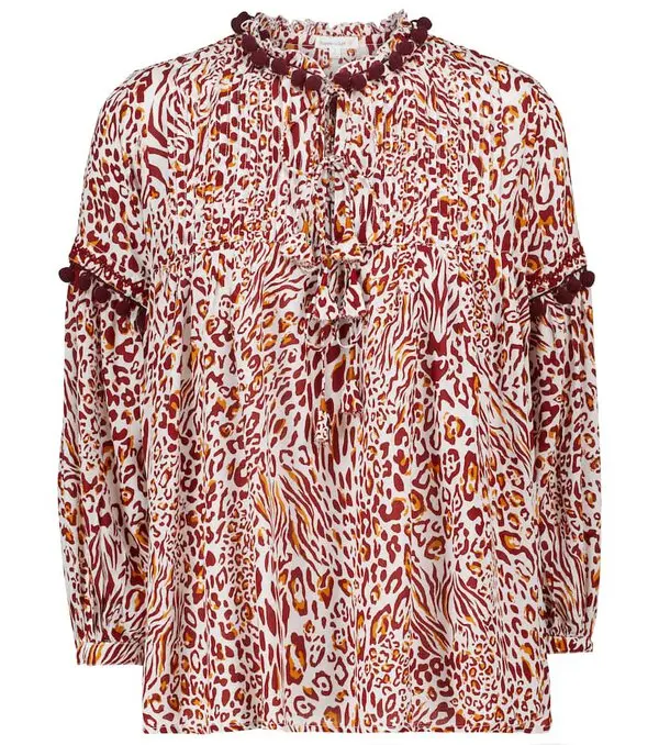 Poupette St Barth Clara Leopard-print Blouse - Red