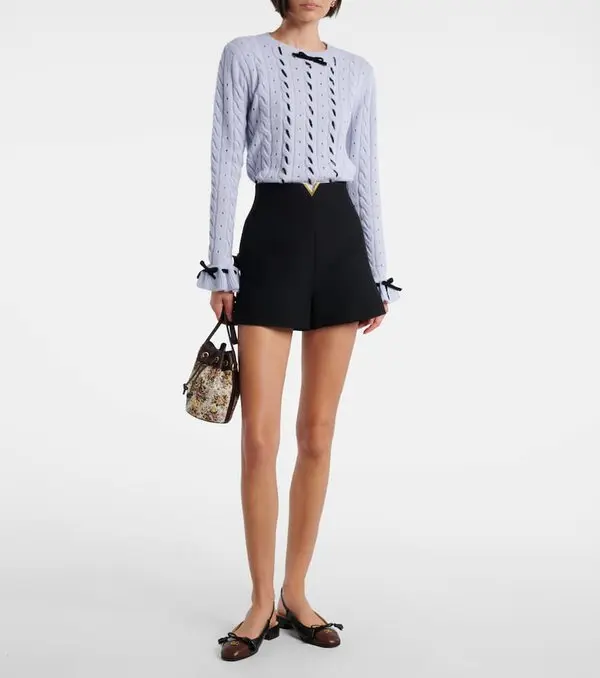 Valentino Garavani Bow-detail Cable-knit Virgin Wool Sweater