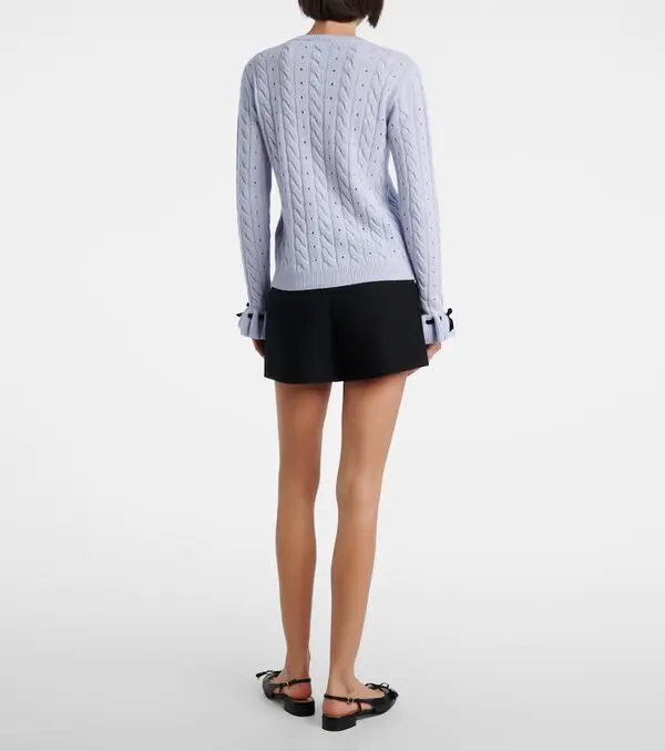 Valentino Garavani Bow-detail Cable-knit Virgin Wool Sweater