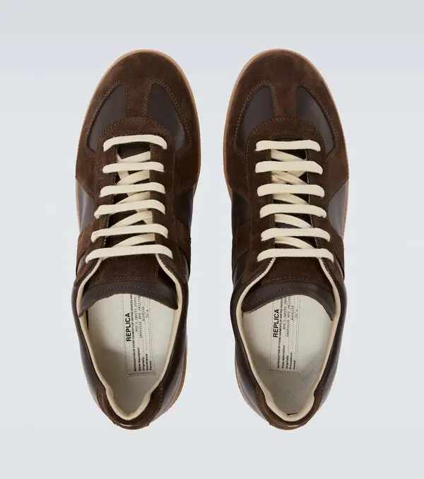 MAISON MARGIELA Replica Leather And Suede Sneakers - Green