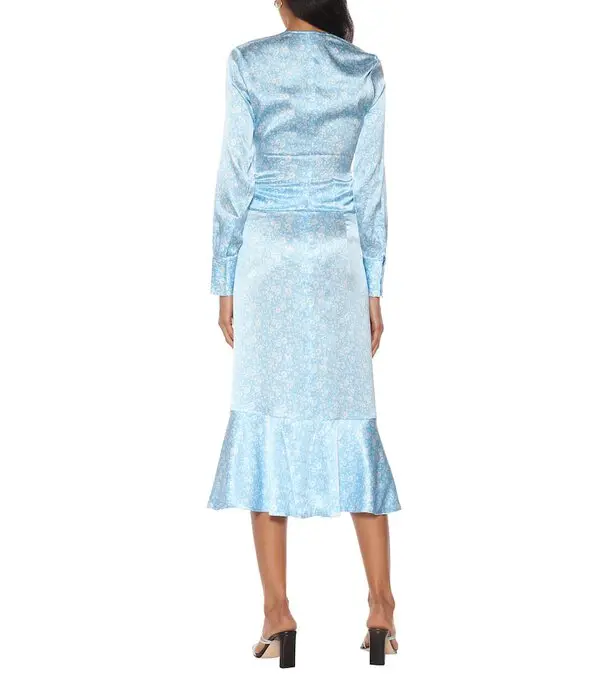 GANNI Stretch-silk Satin Midi Skirt