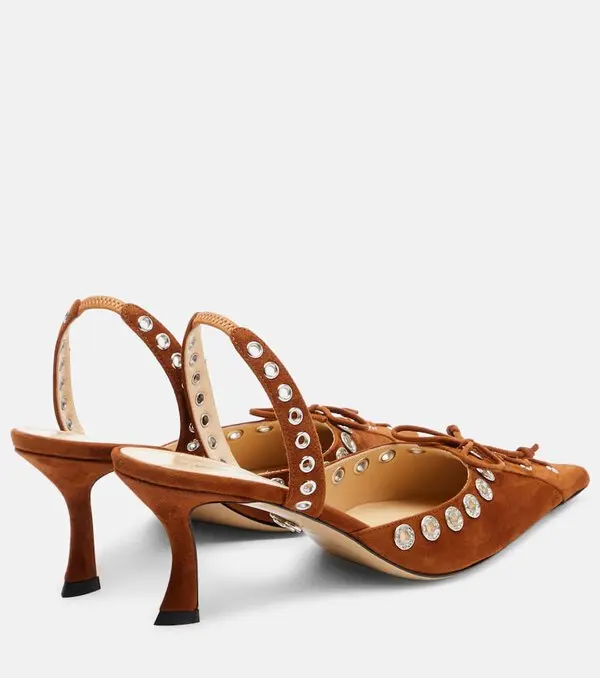 Mach & Mach Crystalized Corset 65 Suede Slingback Pumps