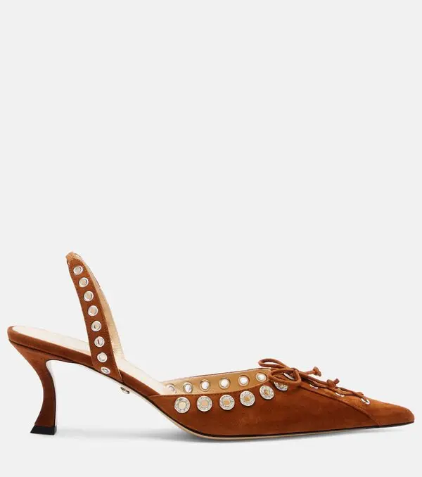Mach & Mach Crystalized Corset 65 Suede Slingback Pumps
