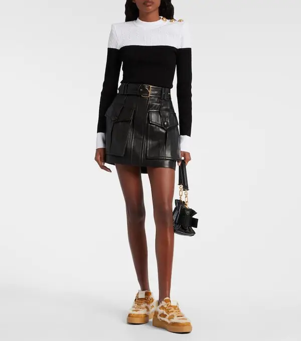 Balmain Shearling-trimmed Suede Sneakers