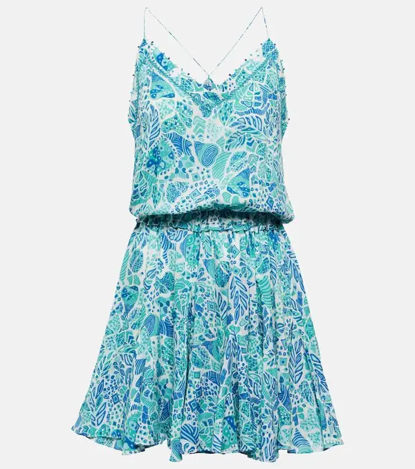 Poupette St Barth Laurie Printed Mini Dress - Blue