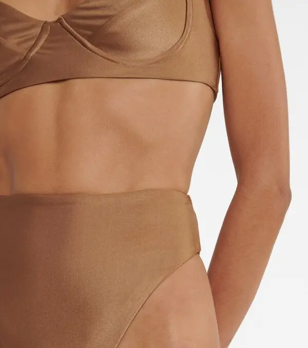 Jade Swim Incline High-rise Bikini Bottoms In Sable Sheen