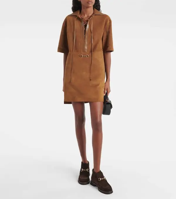 Gucci Horsebit Suede Ankle Boots - Brown