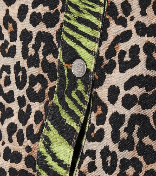 GANNI Leopard-print Denim Shirt Dress