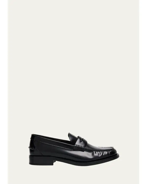 Prada Leather Ruched Penny Loafers