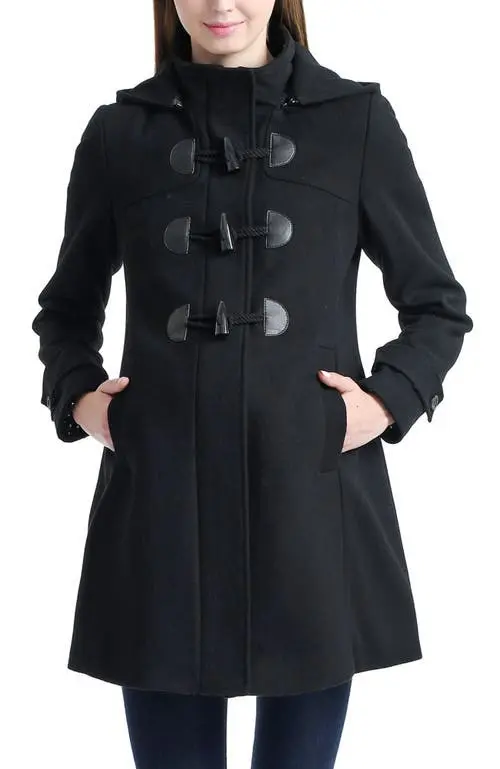 KIMI + KAI Maternity Duffle Wool Coat - Black