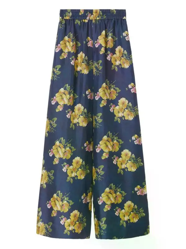 La DoubleJ Floral-print Palazzo Pants - Blue