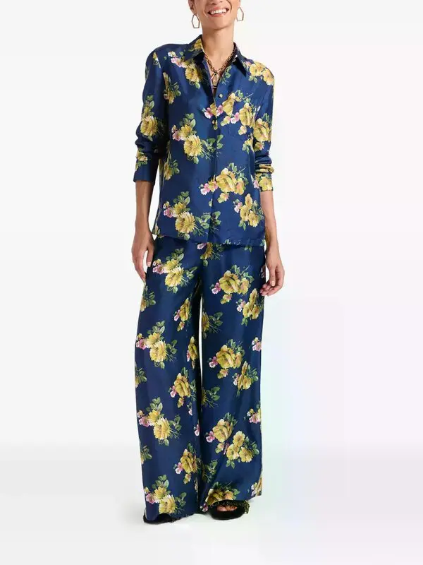 La DoubleJ Floral-print Palazzo Pants - Blue