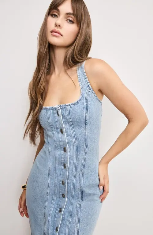 Good American Button-front Denim Midi Dress