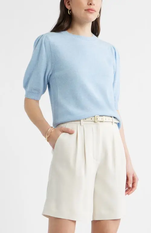 Caslon Puff Sleeve Wool & Cashmere Sweater - Blue Powder Heather