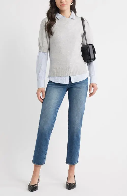 Caslon Puff Sleeve Wool & Cashmere Sweater - Grey Light Heather