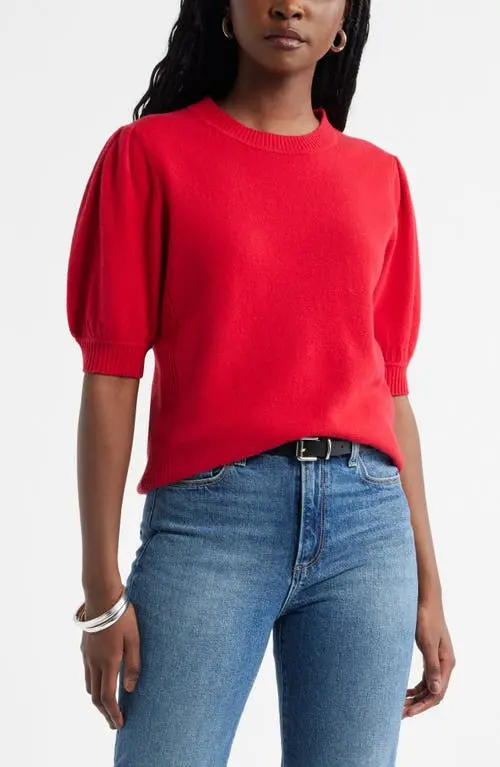 Caslon Puff Sleeve Wool & Cashmere Sweater - Red Lychee