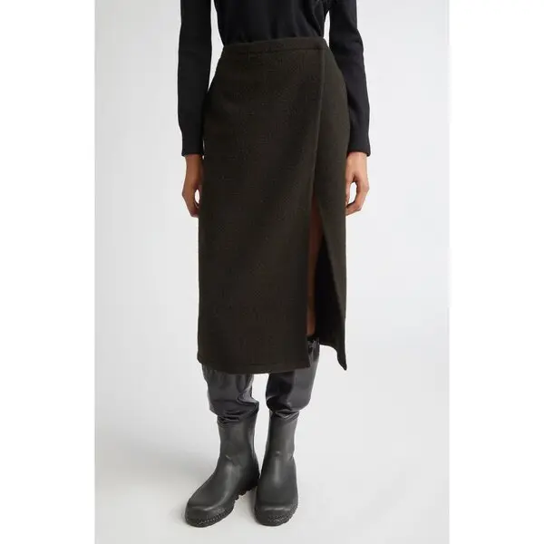 RIER Wool Fleece Wrap Midi Skirt