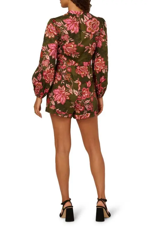 Adrianna Papell Print Tie Waist Romper