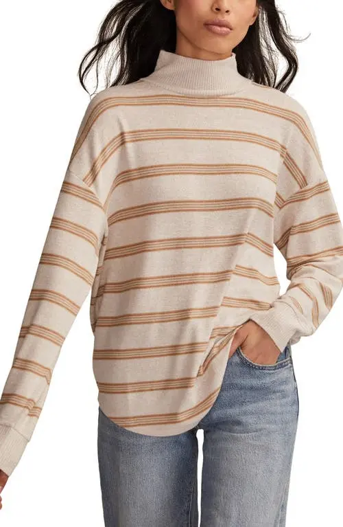 Lucky Brand Striped Mock Neck Knit Top - Neutral Stripe