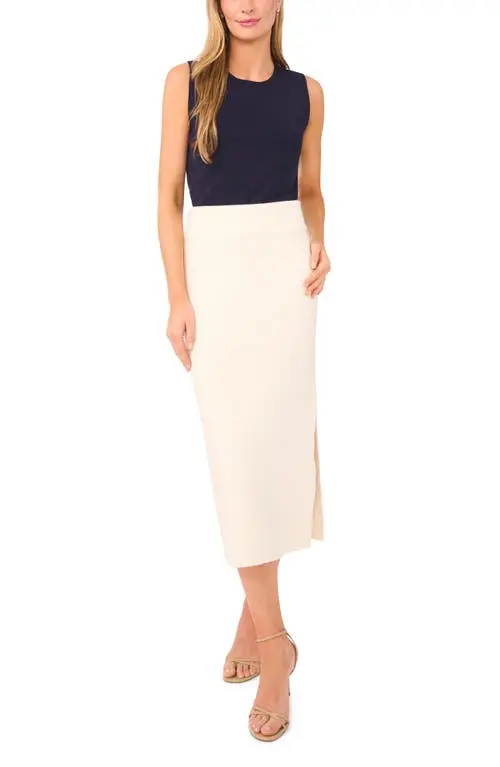 Ted Baker London Ribbed Knit Side Slit Skirt - Warm White