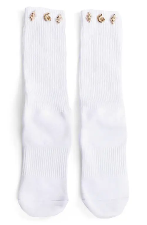 AREBESK Seashell Slouchy Grip Crew Socks