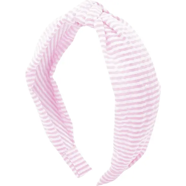 BITS & BOWS Seersucker Knot Headband - Pink/white