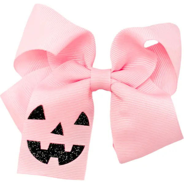 BITS & BOWS Jack-o-lantern Hair Bow - Pink