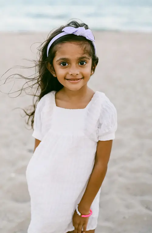 BITS & BOWS Seersucker Bow Headband - Lavender/white