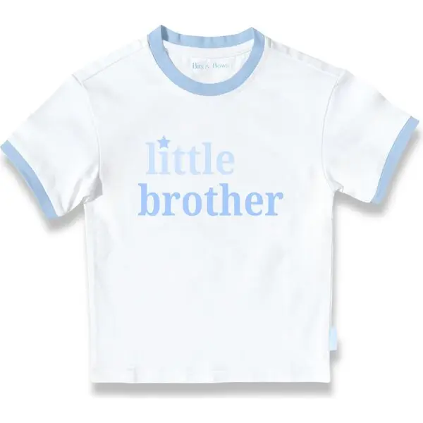 BITS & BOWS Little Brother T-shirt - White/blue
