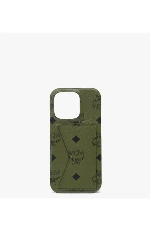 Mcm Iphone 16 Pro Case In Visetos - Green