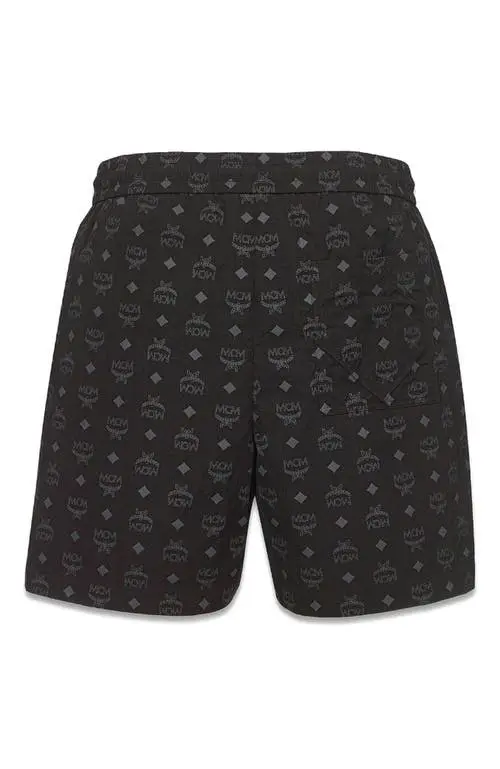 Mcm Monogram Print Econyl Shorts - Black
