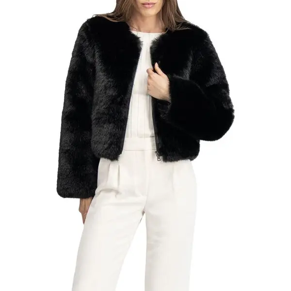 LYLA GRANT Fur-free Fox Bolero - Black