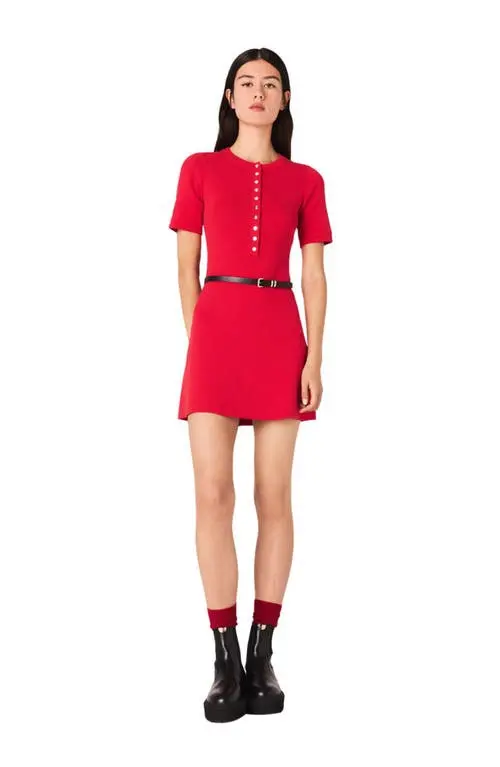 Maje Mini Ribbed Knit Dress