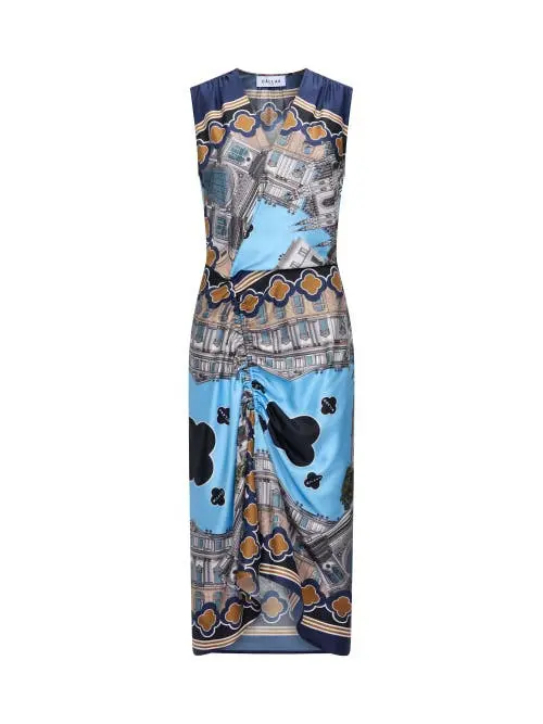 CALLAS MILANO Agnes Printed Silk Twill Dress - Mare
