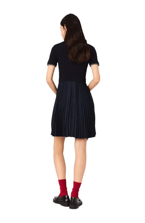Maje Mini Pleated Polo Collar Dress