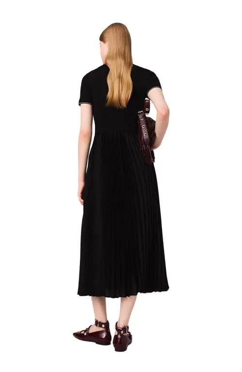 Maje Polo-Collar Knitted And Woven Maxi Dress In Black - 40% Off |  Editorialist