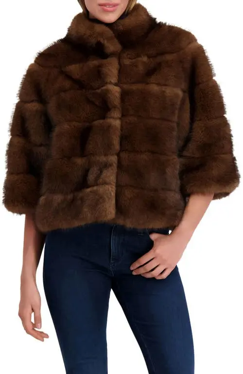 LYLA GRANT Fur-free Sable Jacket - Brown