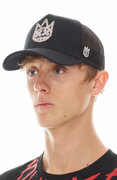 CULT OF INDIVIDUALITY Crystal-embellished Logo Trucker Hat - Black