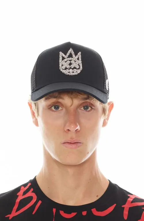 CULT OF INDIVIDUALITY Crystal-embellished Logo Trucker Hat - Black