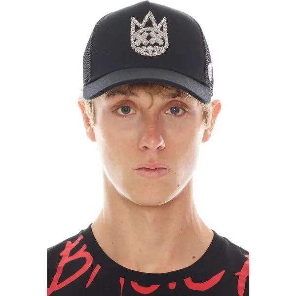 CULT OF INDIVIDUALITY Crystal-embellished Logo Trucker Hat - Black