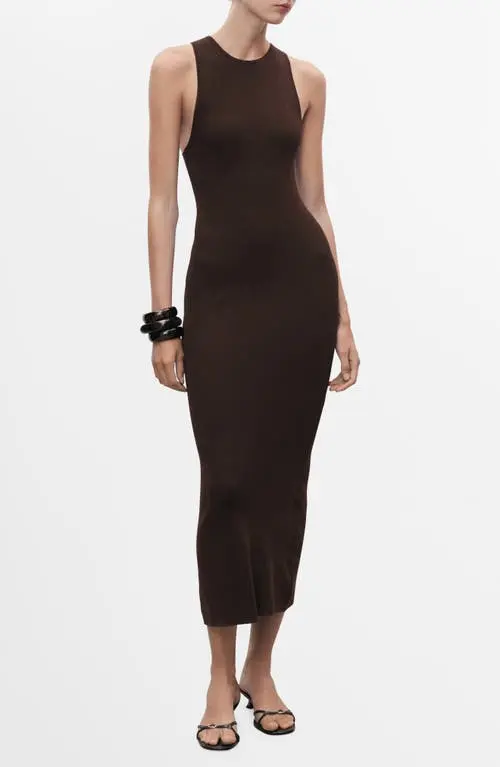 Mango Knit Body-con Maxi Dress - Chocolate