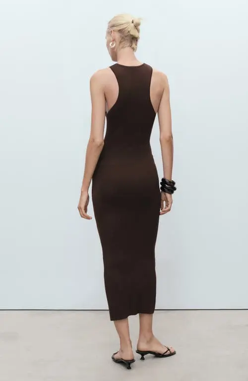 Mango Knit Body-con Maxi Dress - Chocolate