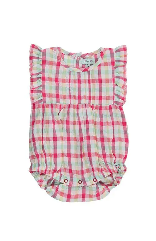 LILLY + SID Organic Cotton Check Print Romper - Pink