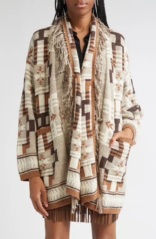 L'Agence Jair Geo Pattern Fringe Cardigan