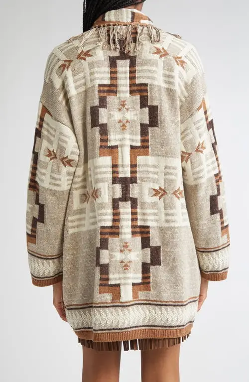 L'Agence Jair Geo Pattern Fringe Cardigan