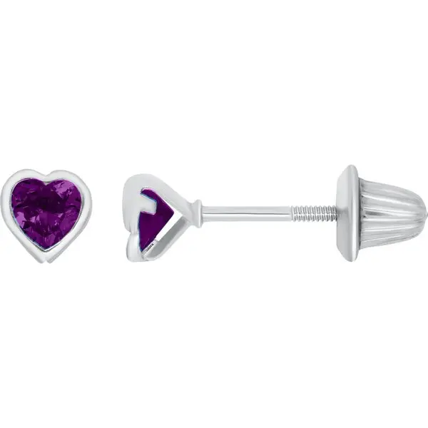 MIGNONETTE Heart Stud Earrings - Purple