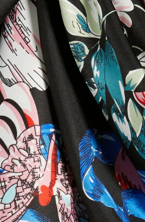Tasha Butterfly Floral Scarf - Black
