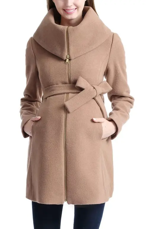 KIMI + KAI Mia Maternity Wool Coat - Camel